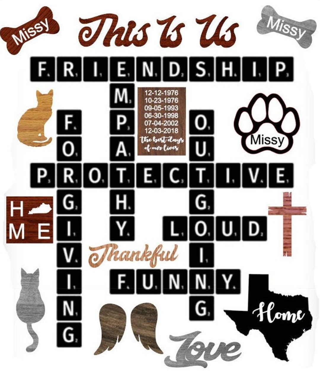 Large Scrabble Tiles, Wooden Wall Ready to Hang Tiles, Wall Decor ...