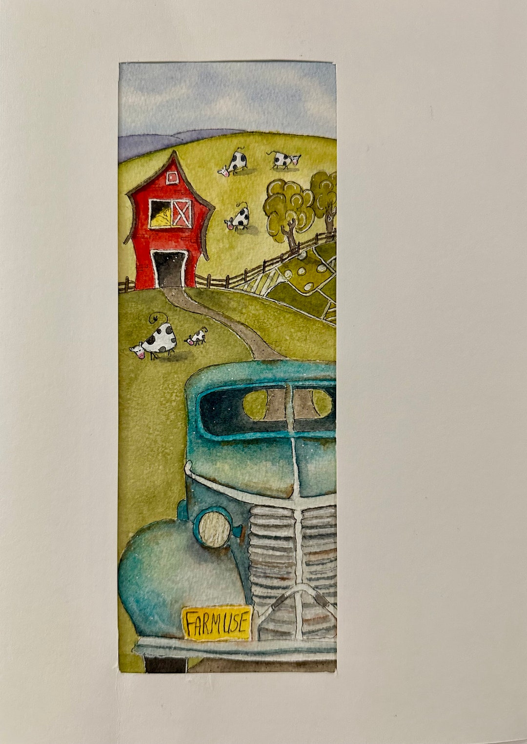 Blue Truck Farm Truck Watercolor Truck Farm Decor - Etsy
