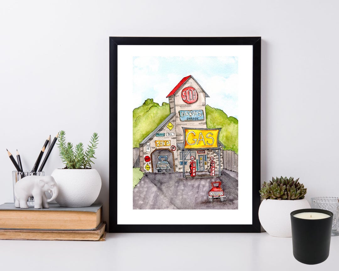 Moore's Garage Watercolor Painting - Etsy