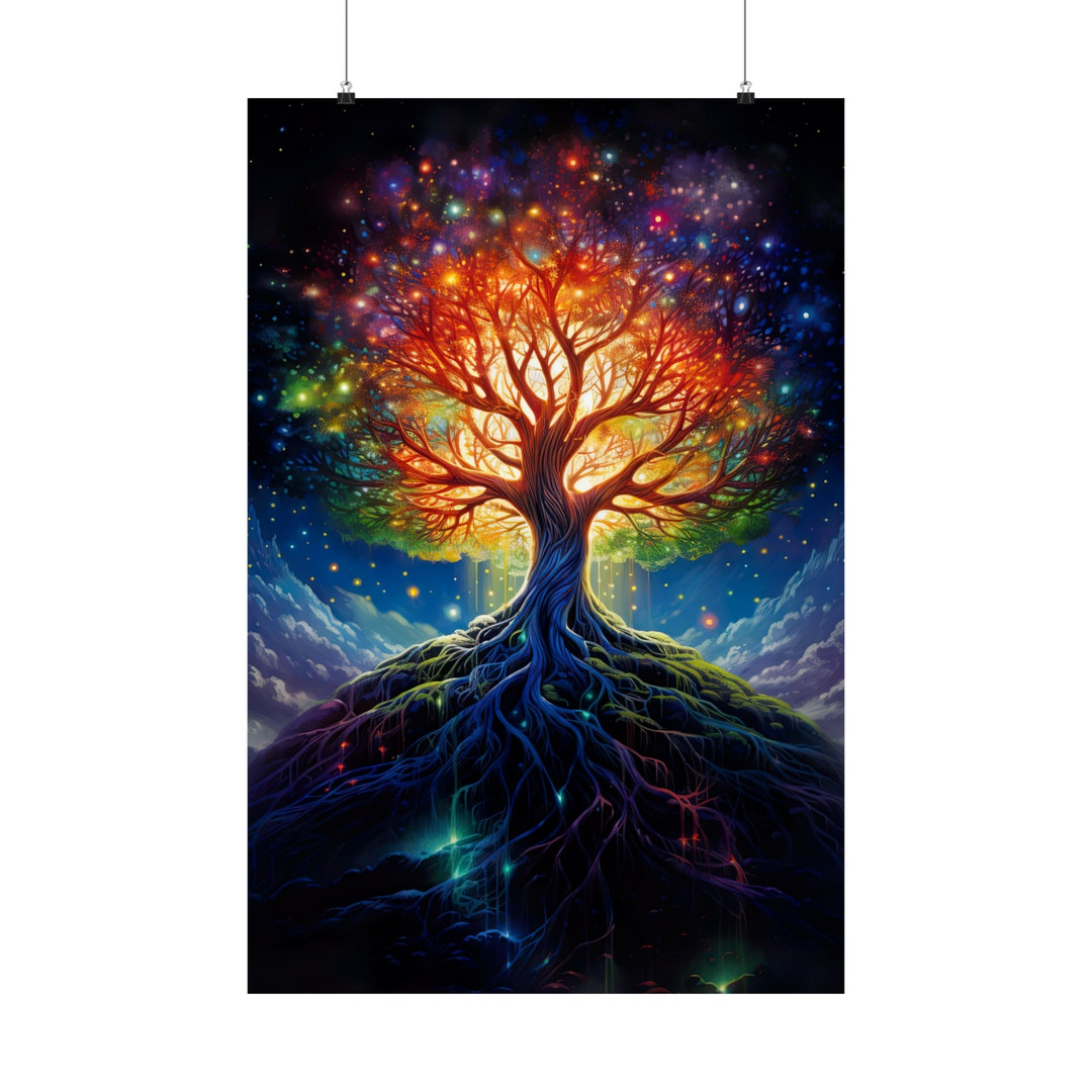 Infinity Tree: A Symphony of Light and Life Matte Vertical Posters - Etsy