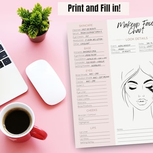 Makeup Face Chart Template, Makeup Artist Form, Makeup Product List ...