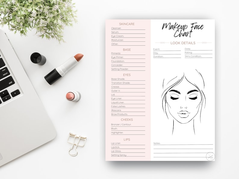 Makeup Face Chart Template, Makeup Artist Form, Makeup Product List, Freelance Makeup Artist ...
