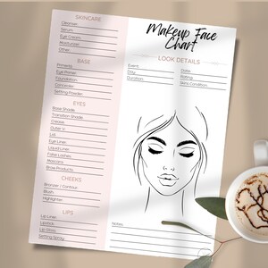 Makeup Face Chart Template, Makeup Artist Form, Makeup Product List, Freelance Makeup Artist ...