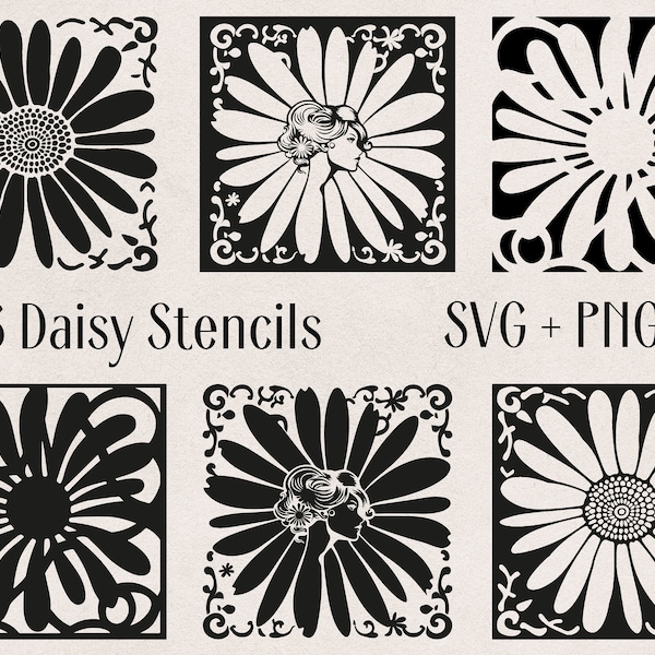 Daisy Black and White Svg - Etsy