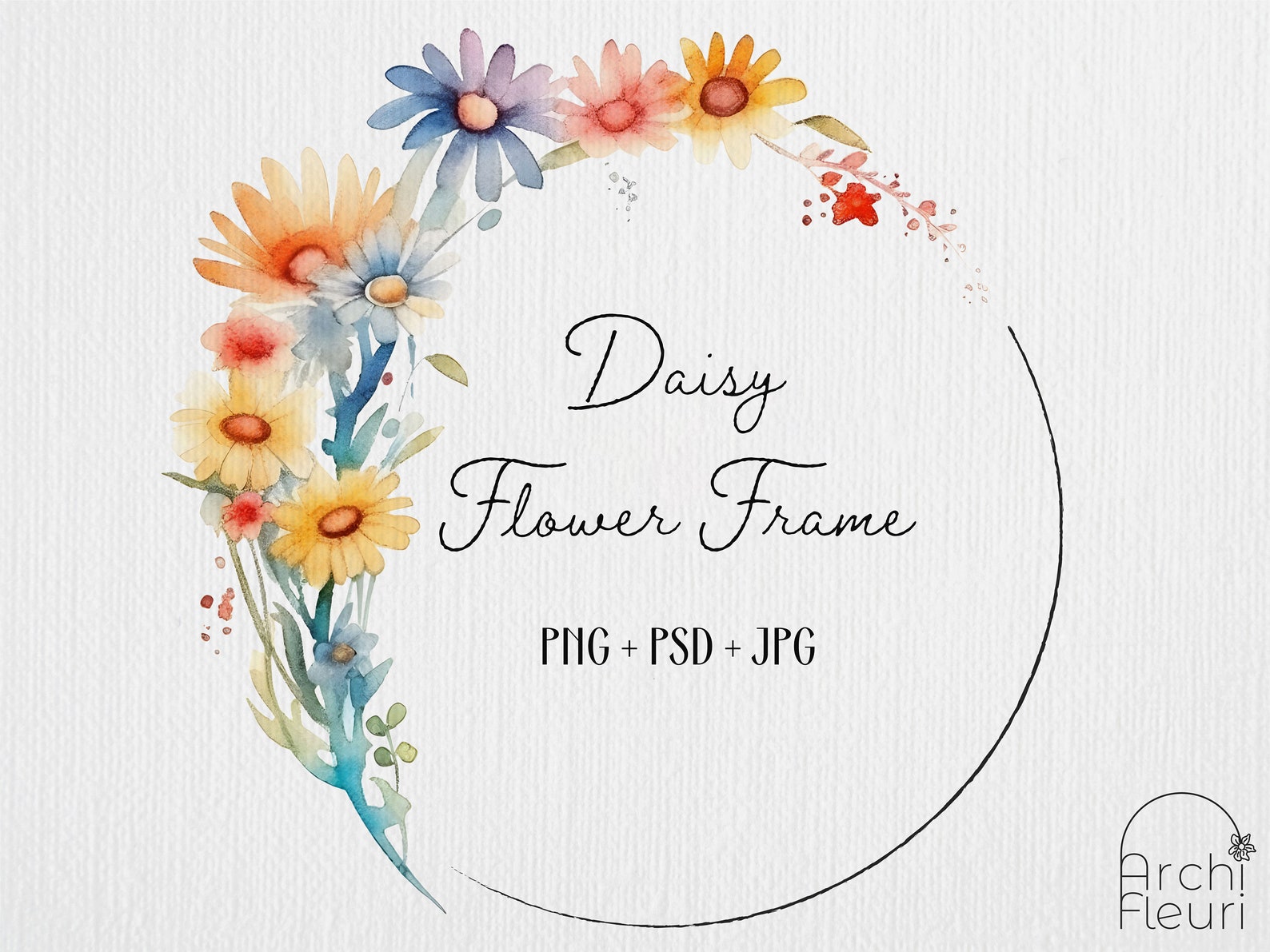 Daisy Flower Frame Watercolor Clipart PNG PSD, Summer Flowers ...