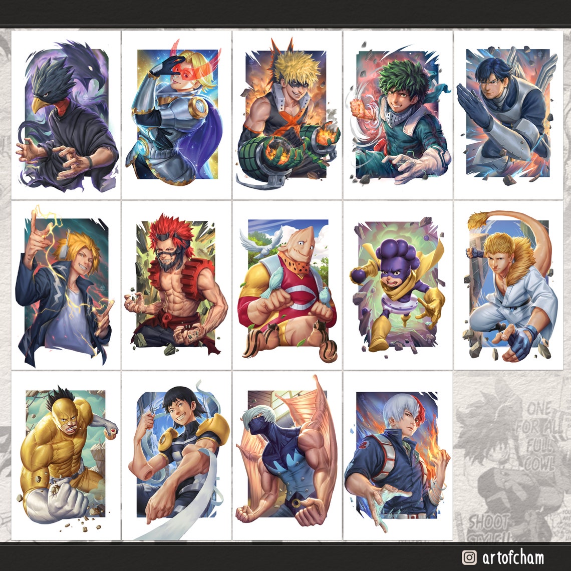 Anime Hero Boys, BNHA Art Print , Anime Art Print, Class 1A, Anime ...