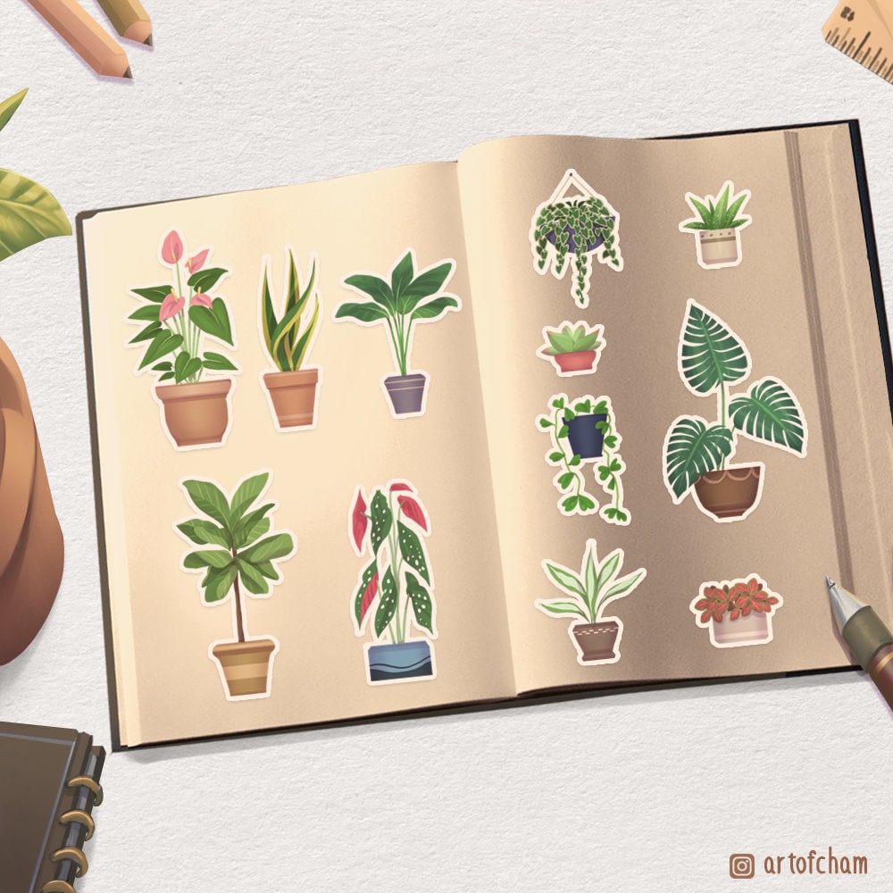 House Plants Stickers, Nature Stickers , Small Plant Stickers ...