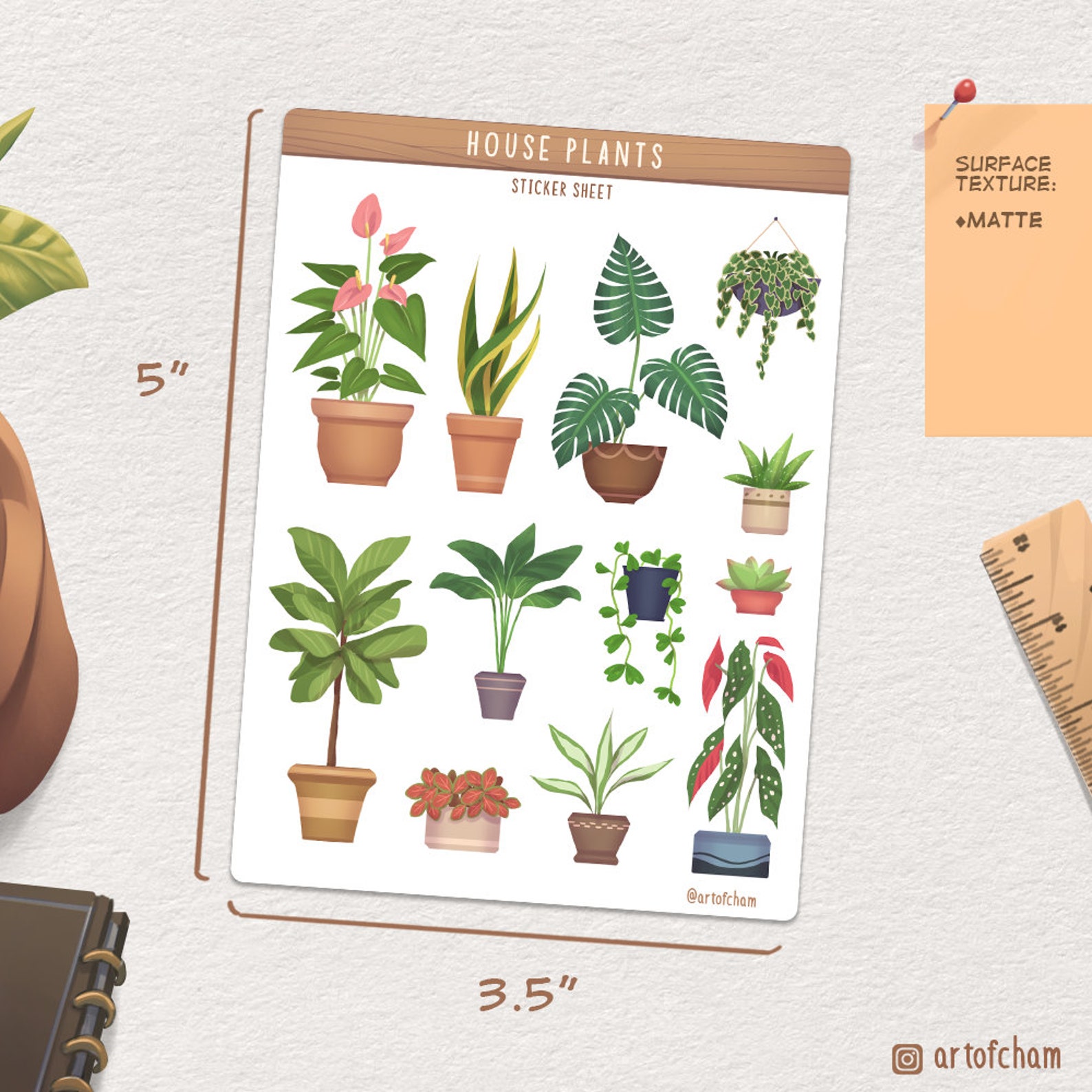 House Plants Stickers, Nature Stickers , Small Plant Stickers ...