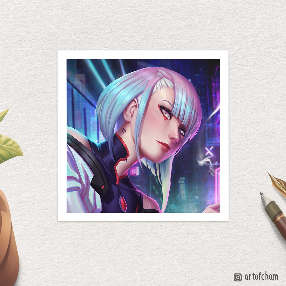 Anime Cyberpunk Art Print , Anime Square Art Print, Scifi Art, Anime ...