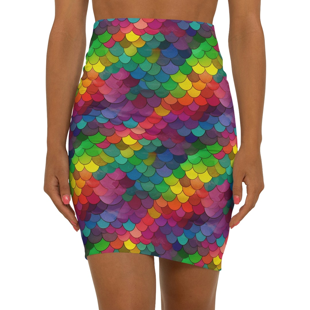 Women's Pink Rainbow Mermaid Mini Skirt - Etsy