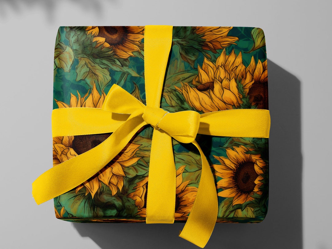 Van Gogh Sunflower Art Wrapping Paper, Floral Gift Wrap - Etsy