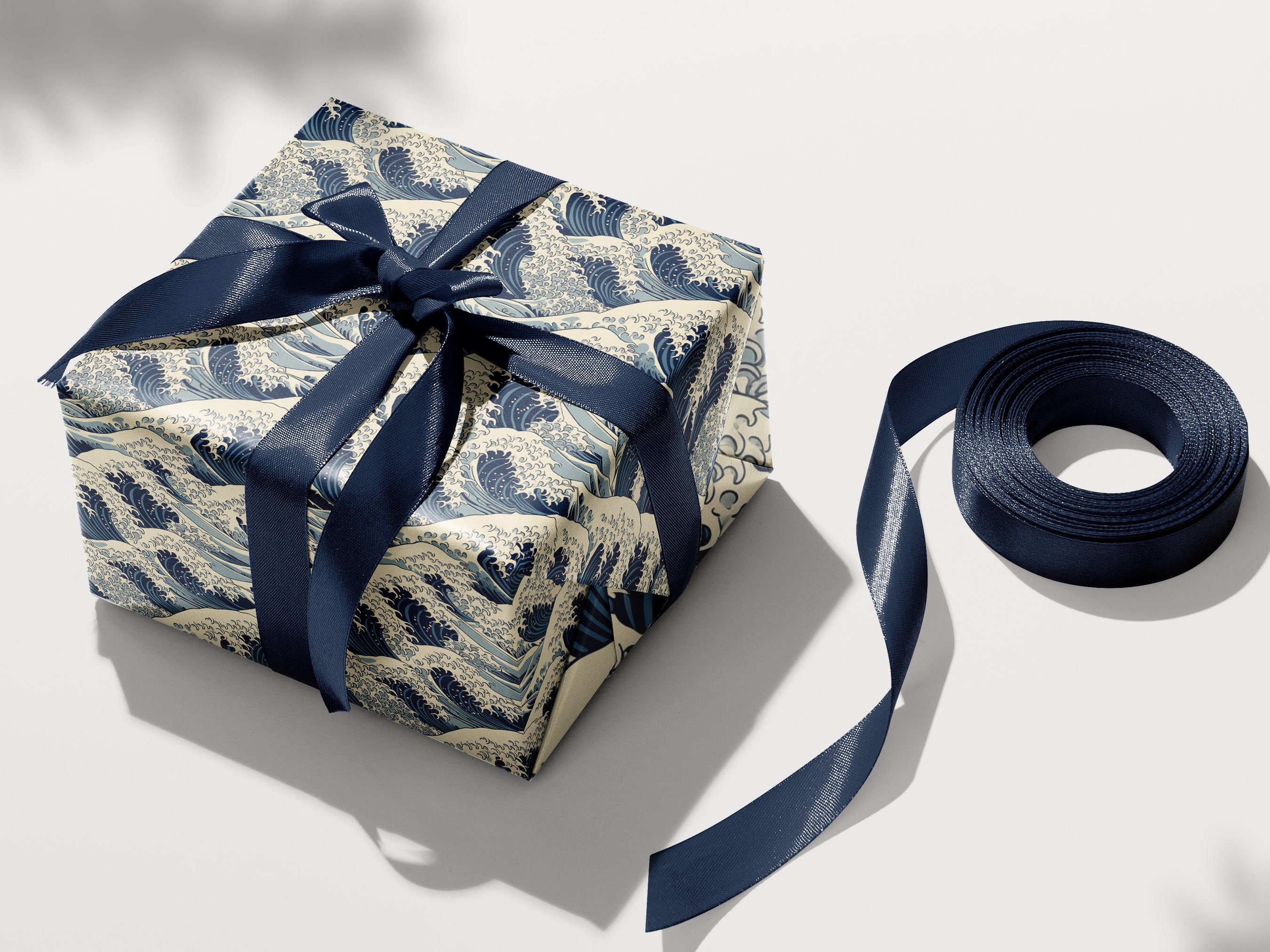Great Wave off Kanagawa Wrapping Paper, Ocean Waves Christmas Gift Wrap ...