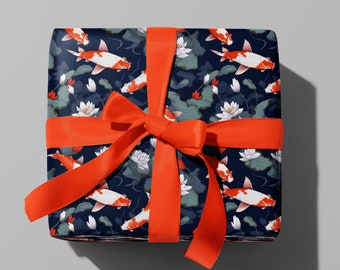 Koi Wrapping Paper Fish Gift Wrap Japanese Wrapping Paper Wedding Gift ...