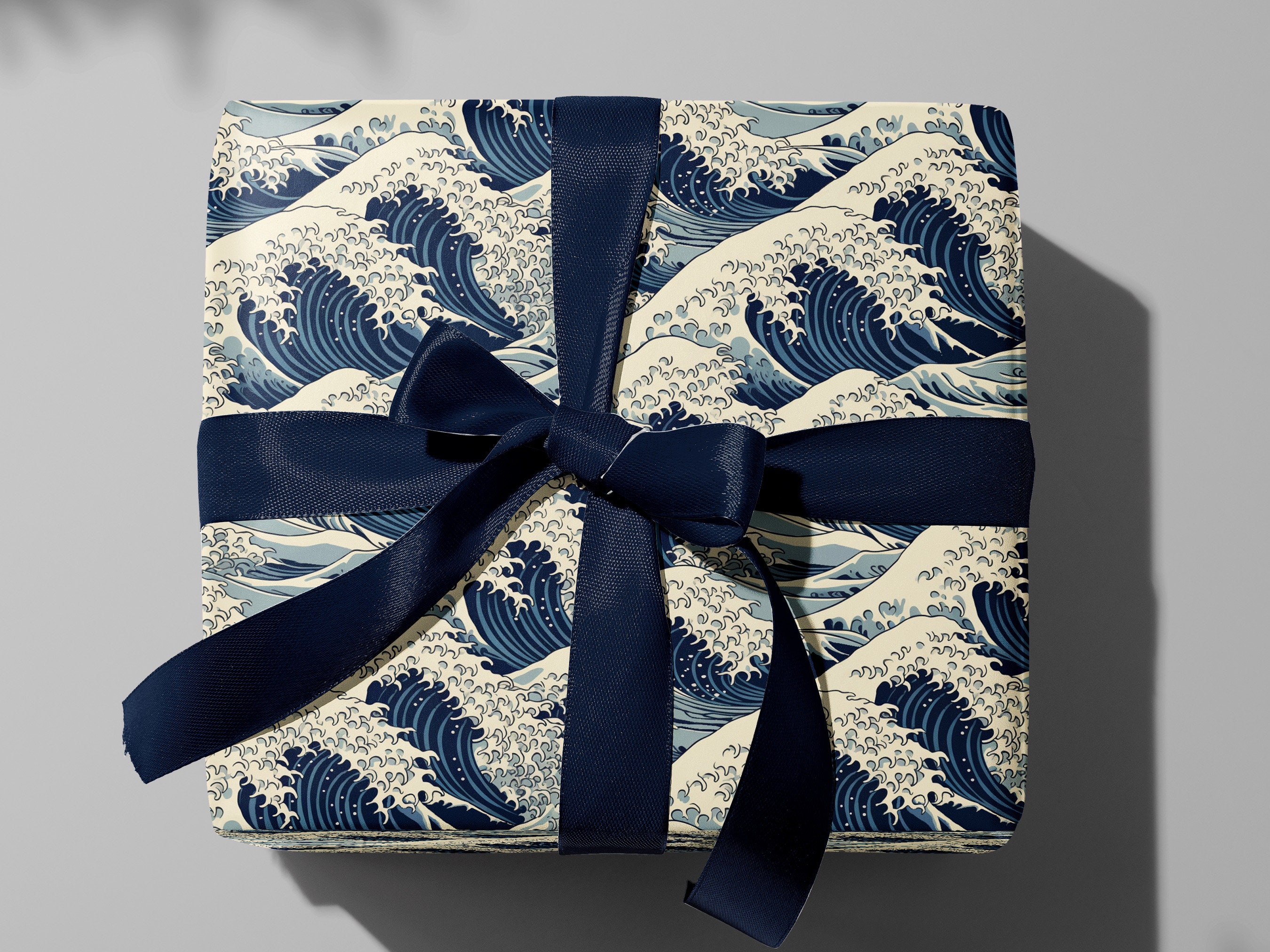 Great Wave off Kanagawa Wrapping Paper, Ocean Waves Christmas Gift Wrap ...