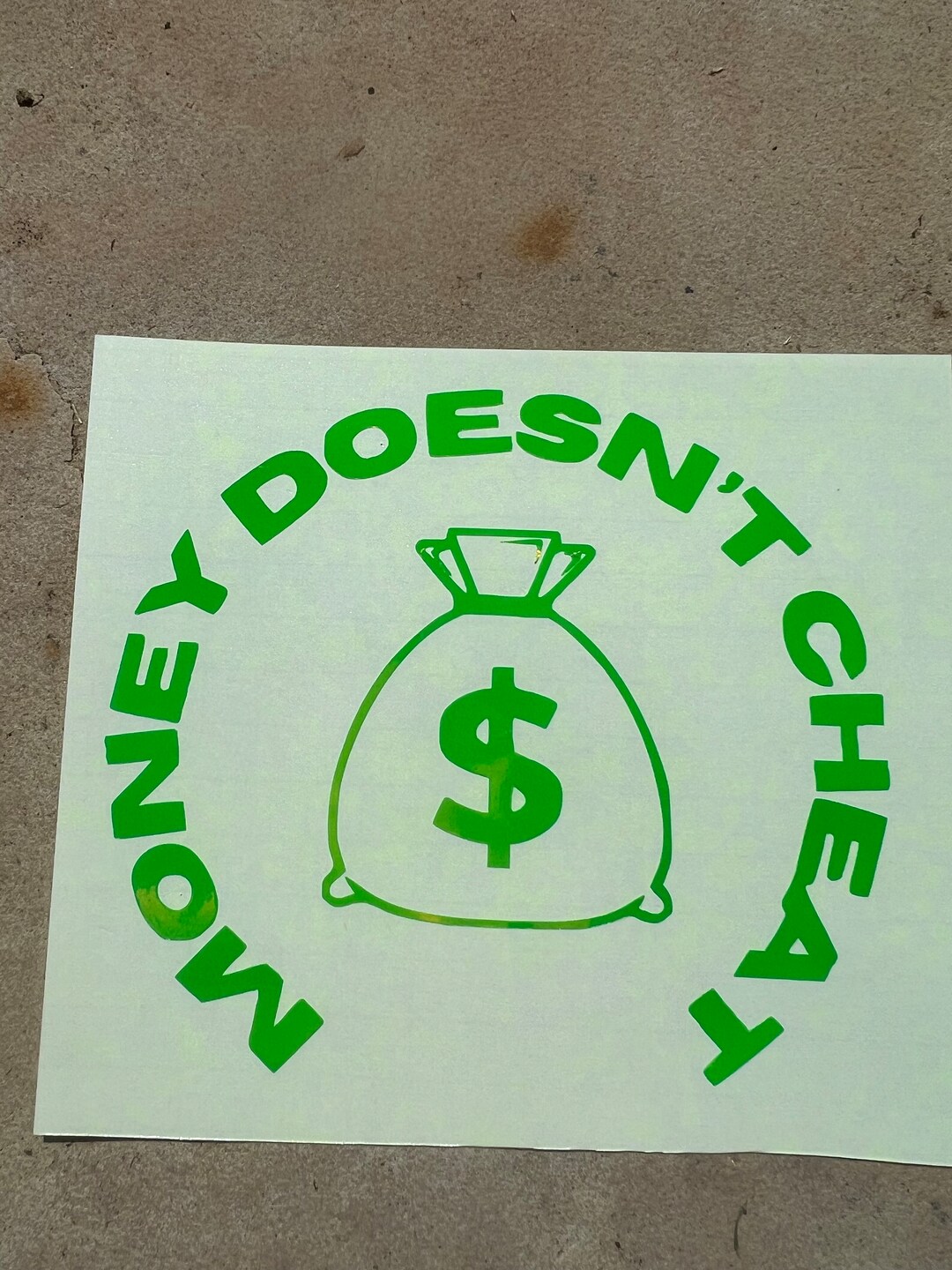 Money Doesn’t Cheat Decal - Etsy