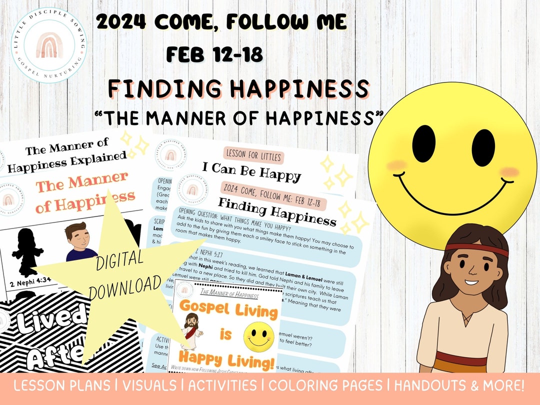 Come Follow Me 2024 |feb 12-18| Finding Happiness Lesson & Activities ...