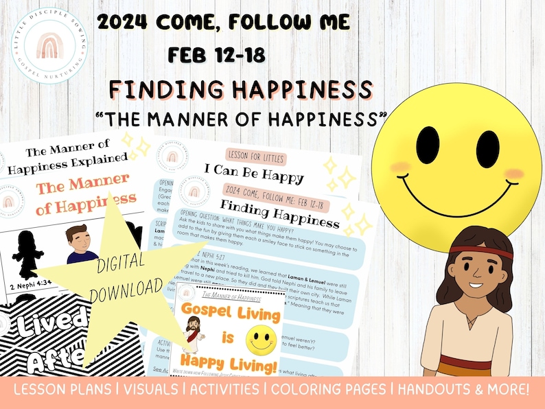 Come Follow Me 2024 |feb 12-18| Finding Happiness Lesson & Activities ...