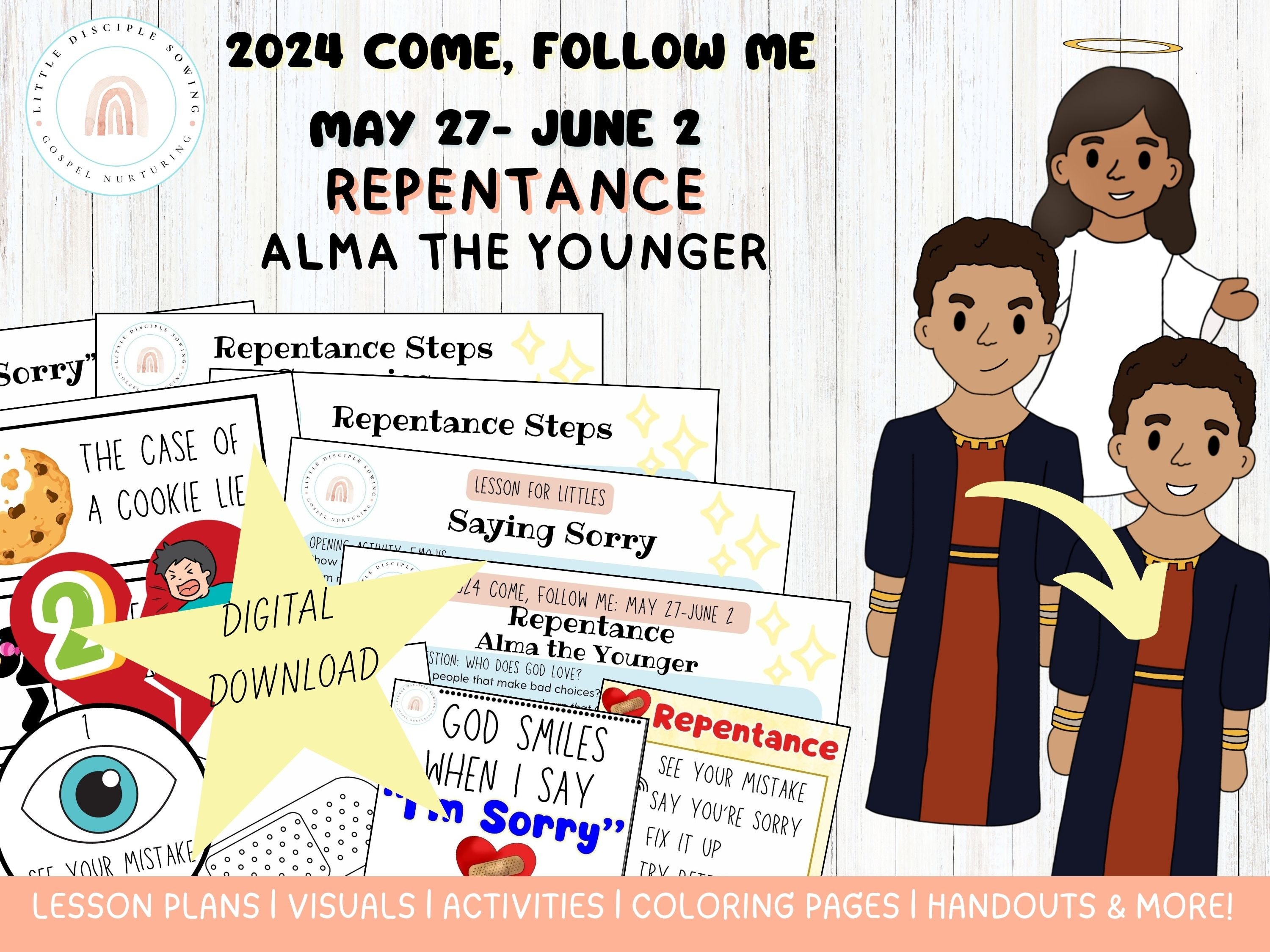 Come Follow Me 2024|may 27-june 2|repentance Lesson & Activities|alma ...