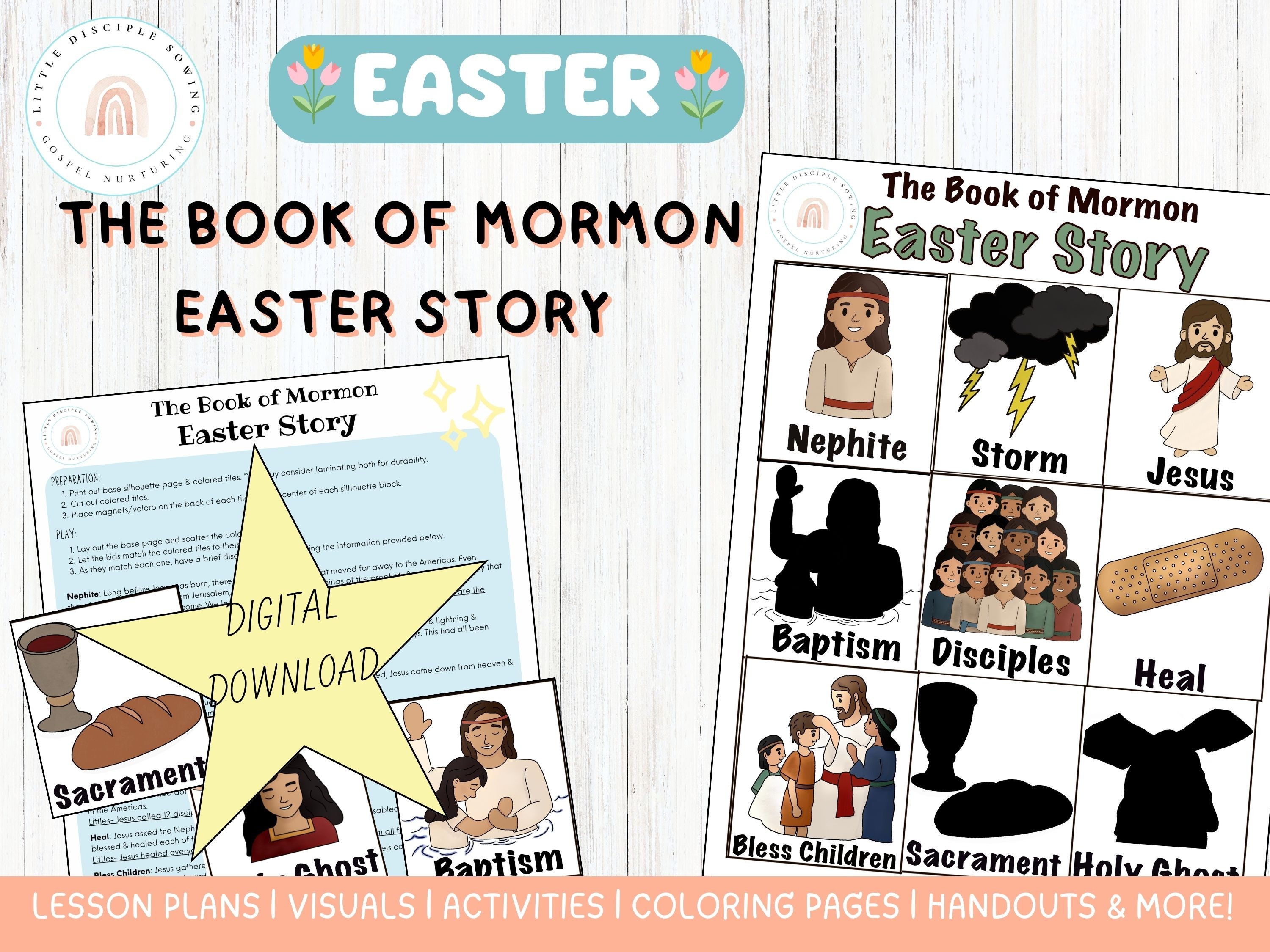 The Book of Mormon Easter Story Matching Activity |jesus Christ Visit’s ...