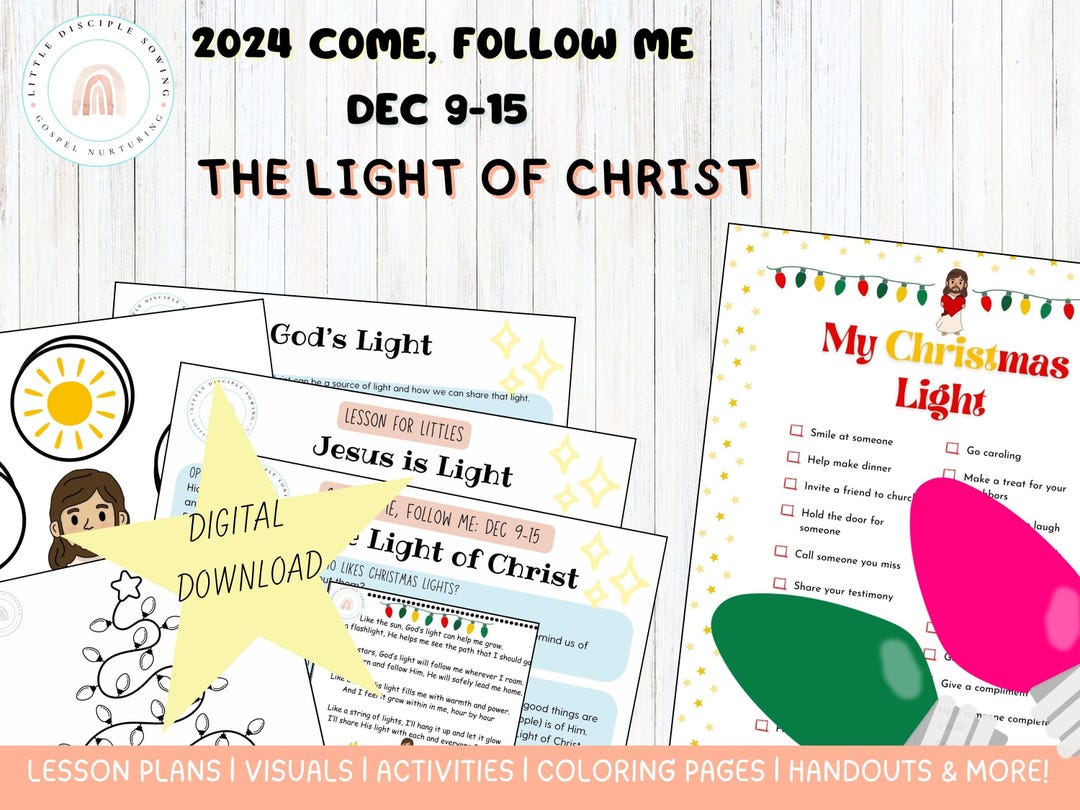 Come Follow Me 2024|dec 9-15|the Light of Christ Lesson & Activities ...
