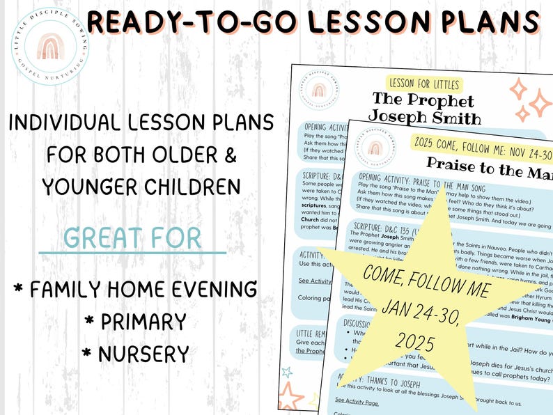 Come Follow Me 2025|nov 24-30|praise to the Man Lesson/activities ...