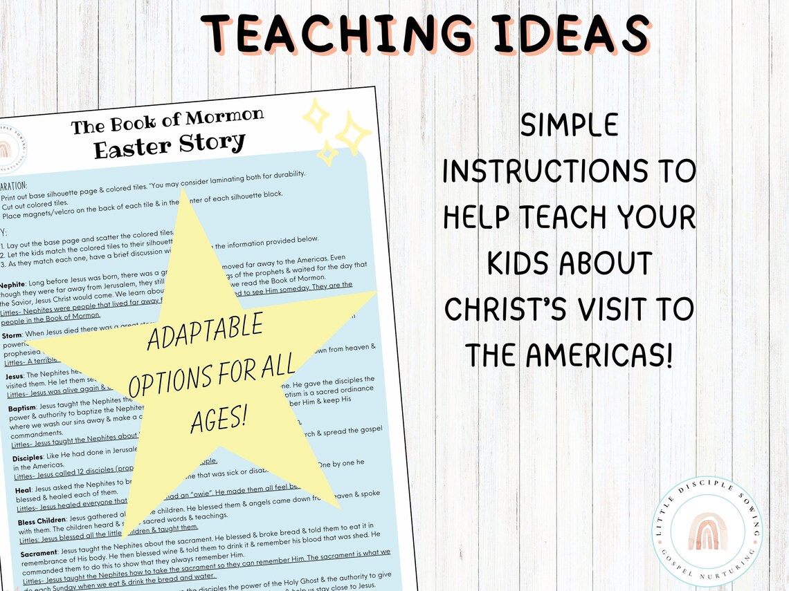 The Book Of Mormon Easter Story Matching Activity Jesus Christ Visits