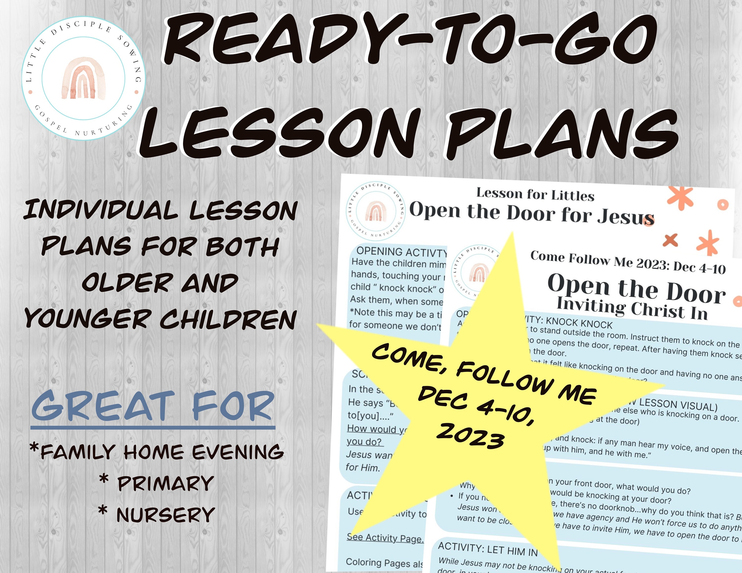 Come Follow Me 2023 |dec 4-10| Open the Door Lesson & Activities ...