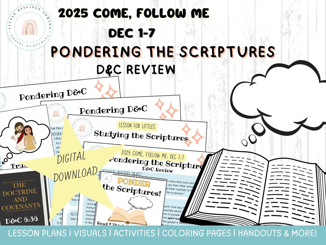 Come Follow Me 2025|dec 1-7|pondering the Scriptures Lesson/activities ...