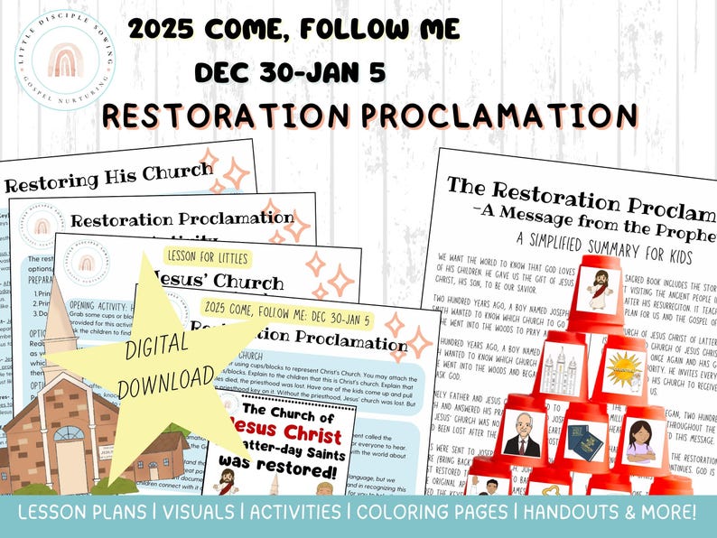 Come Follow Me 2025|dec 30-jan 5| Restoration Proclamation Lesson ...