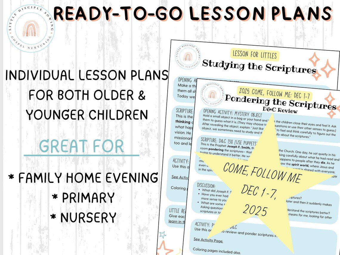 Come Follow Me 2025|dec 1-7|pondering the Scriptures Lesson/activities ...