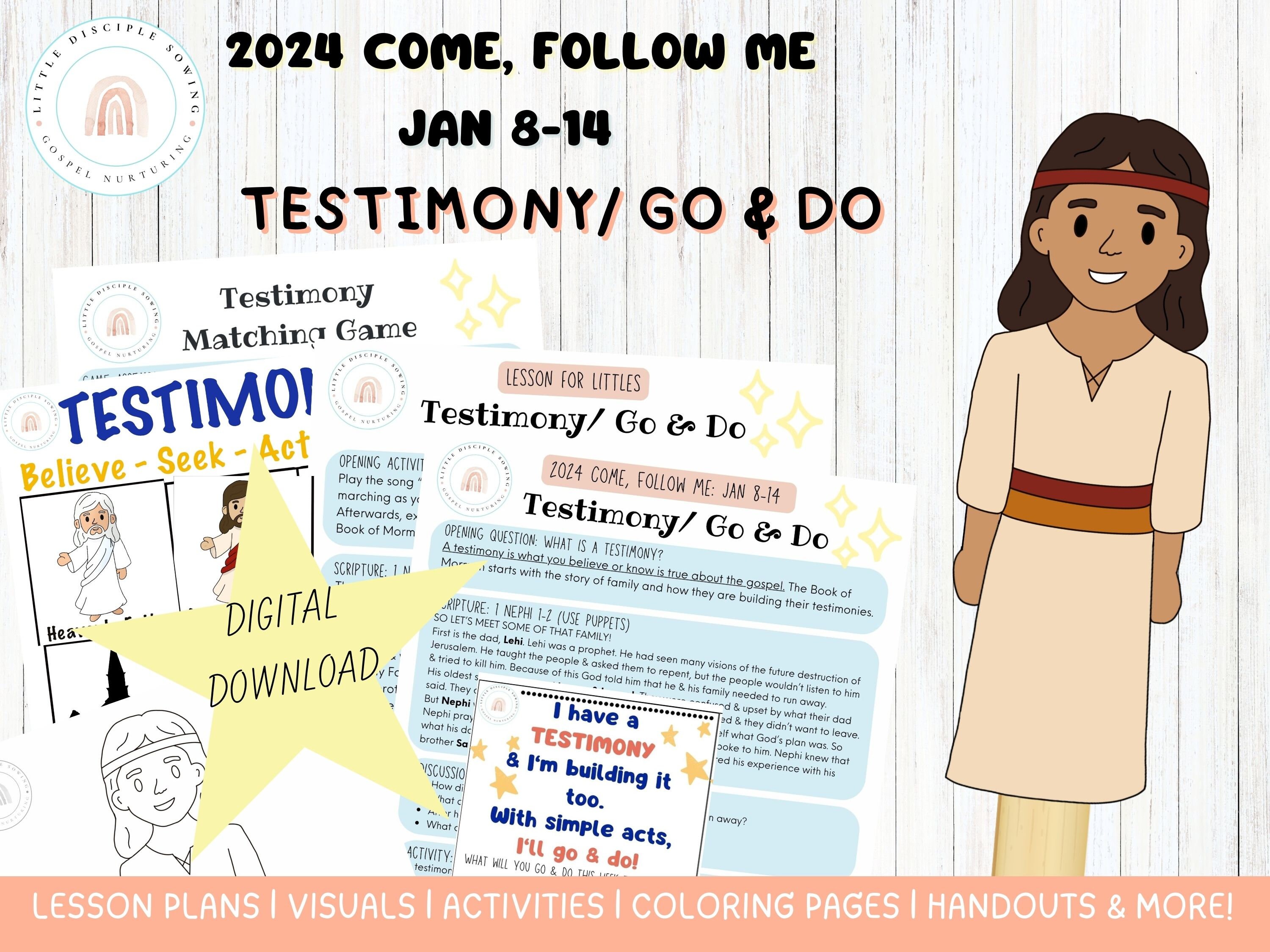 Come Follow Me 2024| Jan 8-14| Testimony Lesson & Activities| I Will Go ...