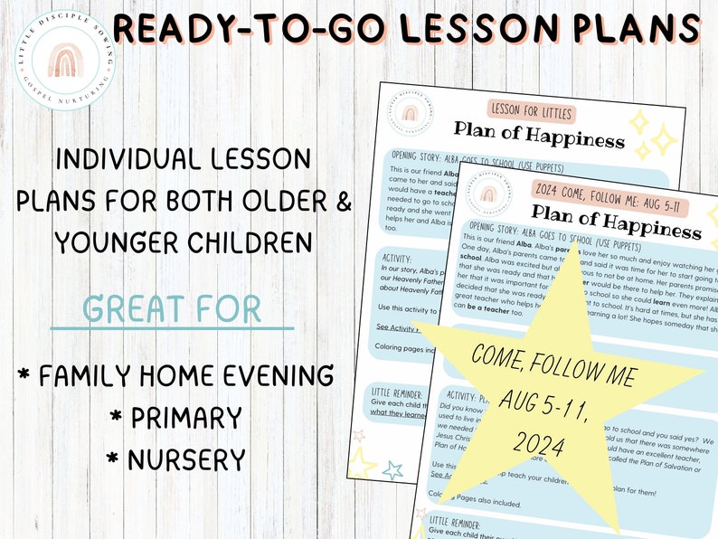 Come Follow Me 2024|aug 5-11|plan of Happiness Lesson & Activities|plan ...