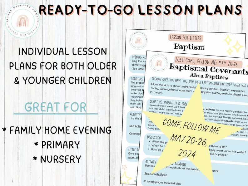 Come Follow Me 2024|may 20-26|baptismal Covenants Lesson & Activities ...