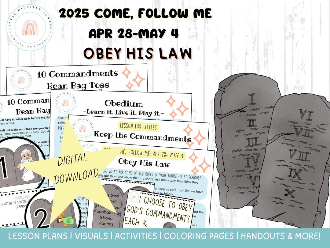 Come Follow Me 2025|apr 28-may 4|obey His Law Lesson/activities ...