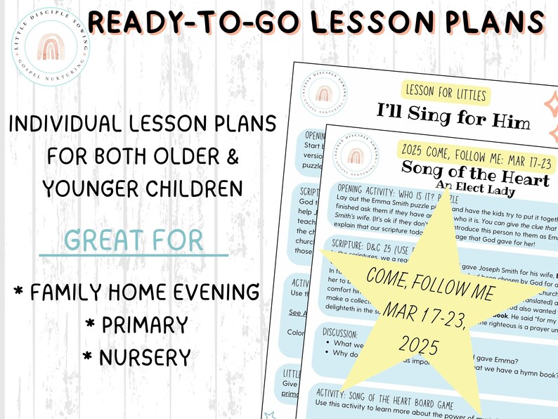 Come Follow Me 2025|mar 17-23|song of the Heart Lesson/activities ...