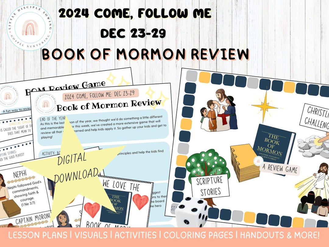 Come Follow Me 2024|dec 23-29|book of Mormon Review Lesson & Activities ...