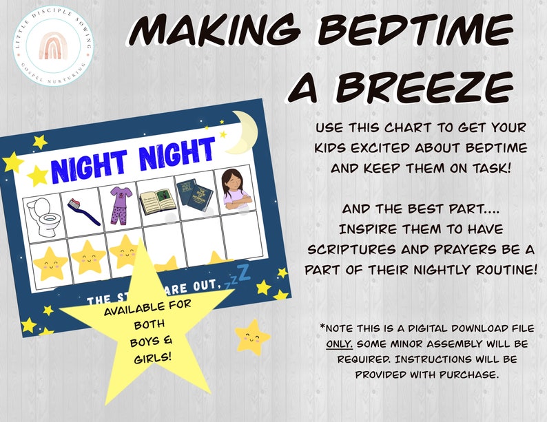 Bedtime Routine Chart| Scriptures & Prayers| Kids Nightly Schedule ...