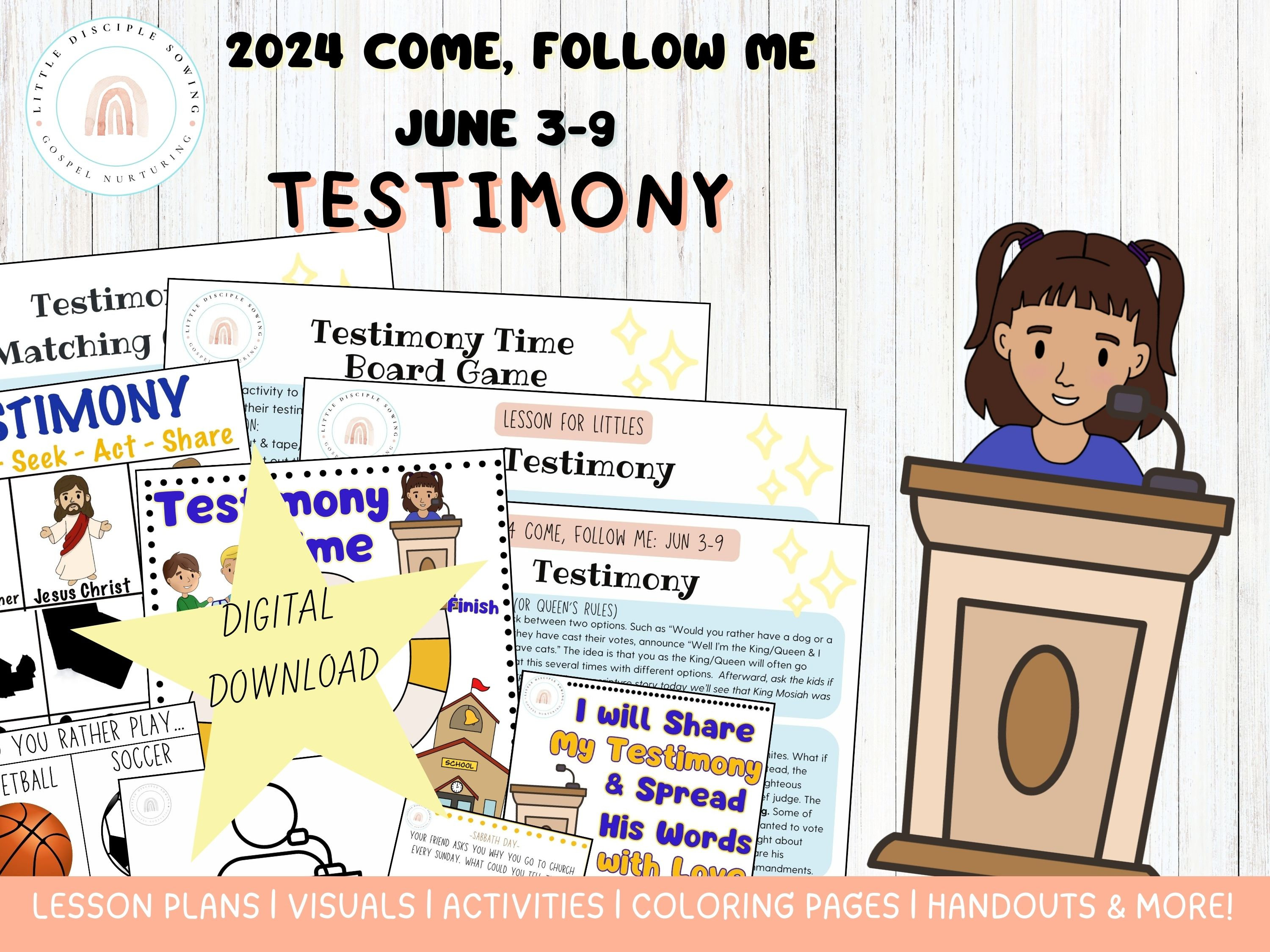 Come Follow Me 2024|jun 3-9|testimony Lesson & Activities|reign of the ...