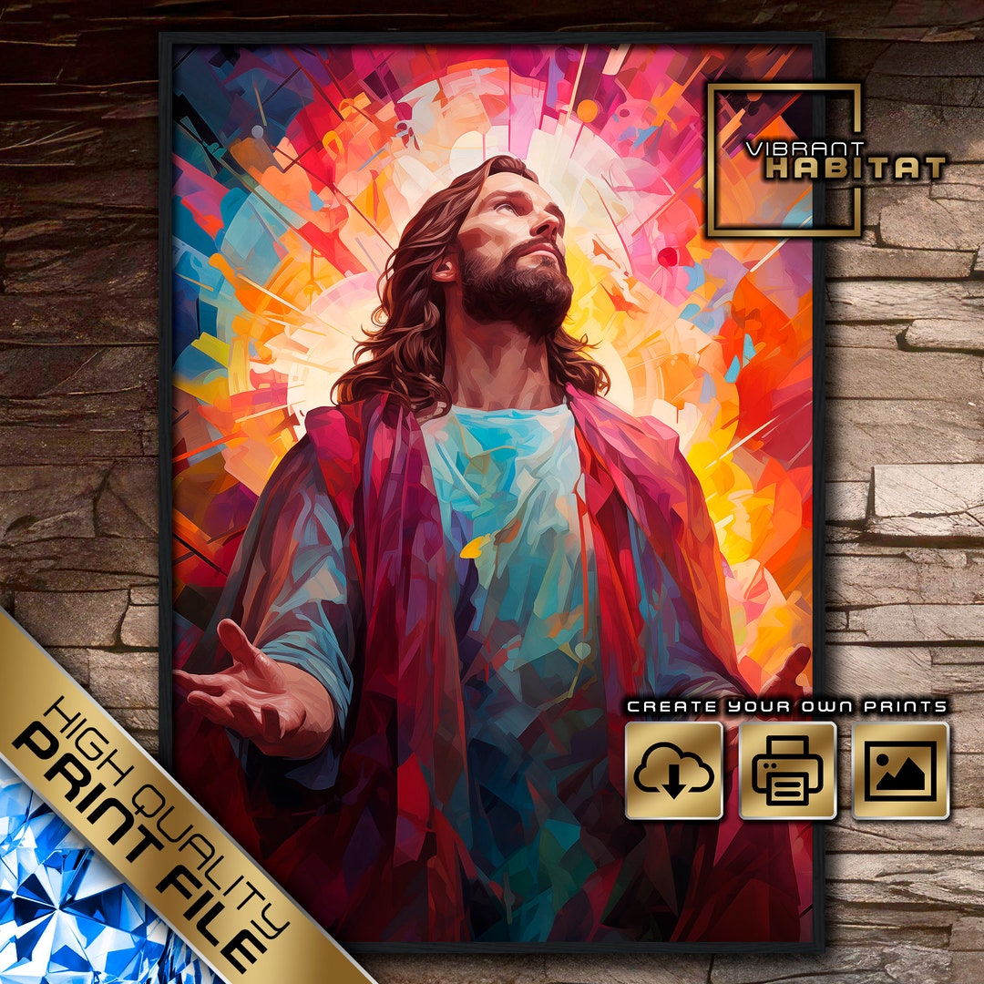 Modern Jesus Poster, Jesus Painting, Jesus Portrait, Christian Wall Art ...