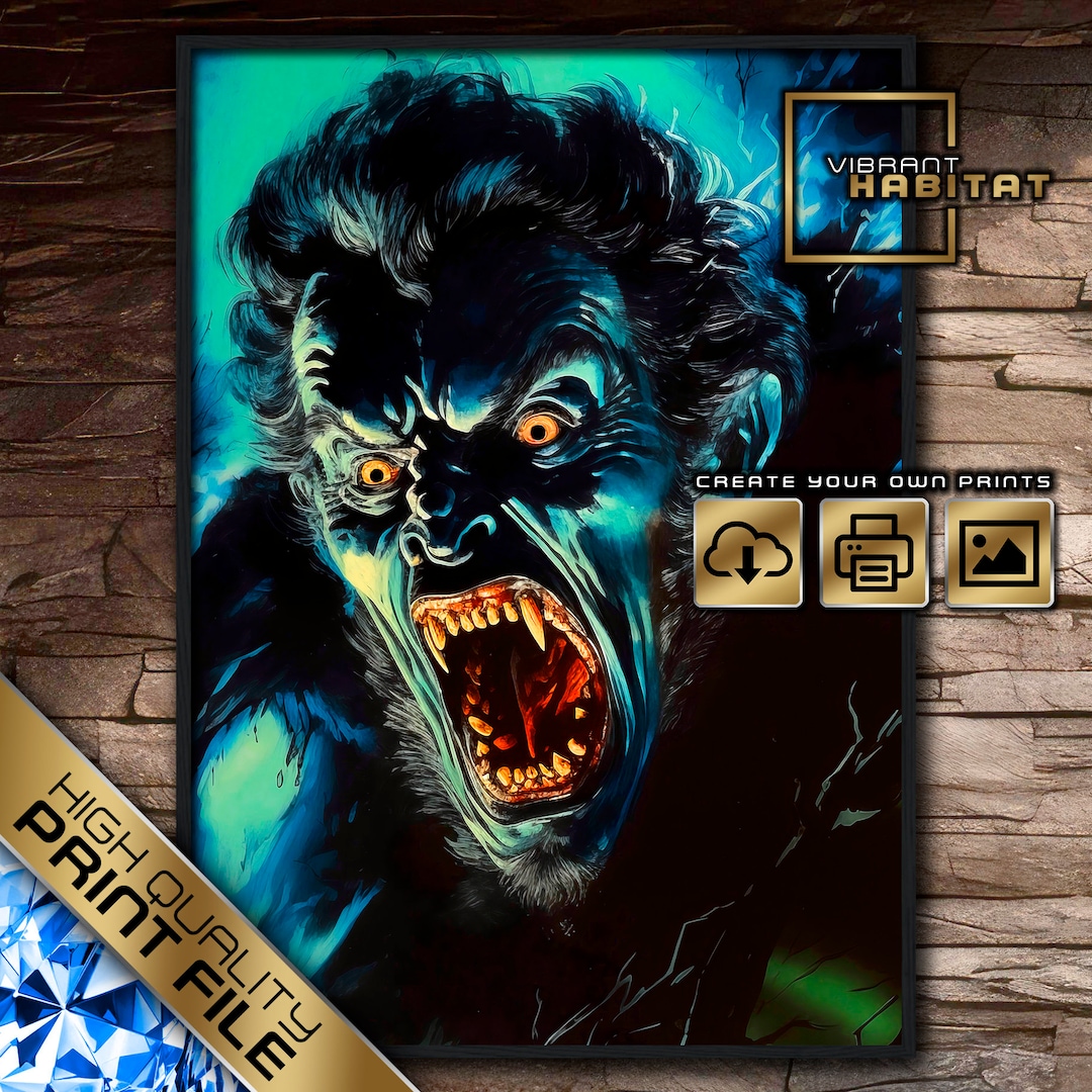 Werewolf Poster in the Style of the 40s, 40s Inspired Horror Poster ...