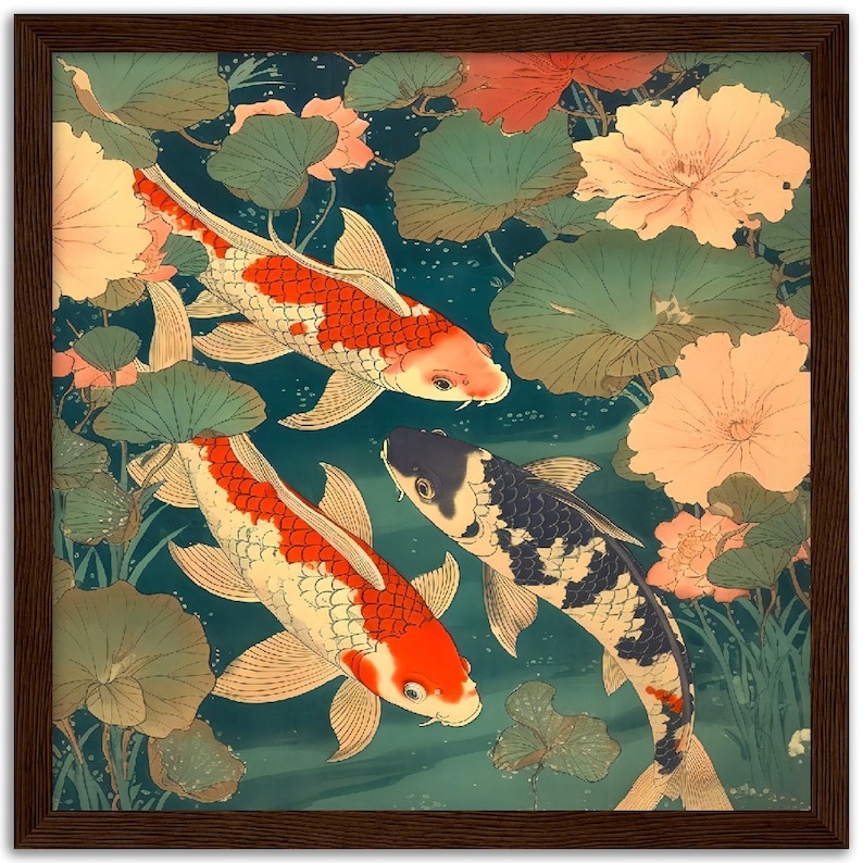 Traditional Japanese Koi Fish Art Prints in Woodblock Style - Etsy