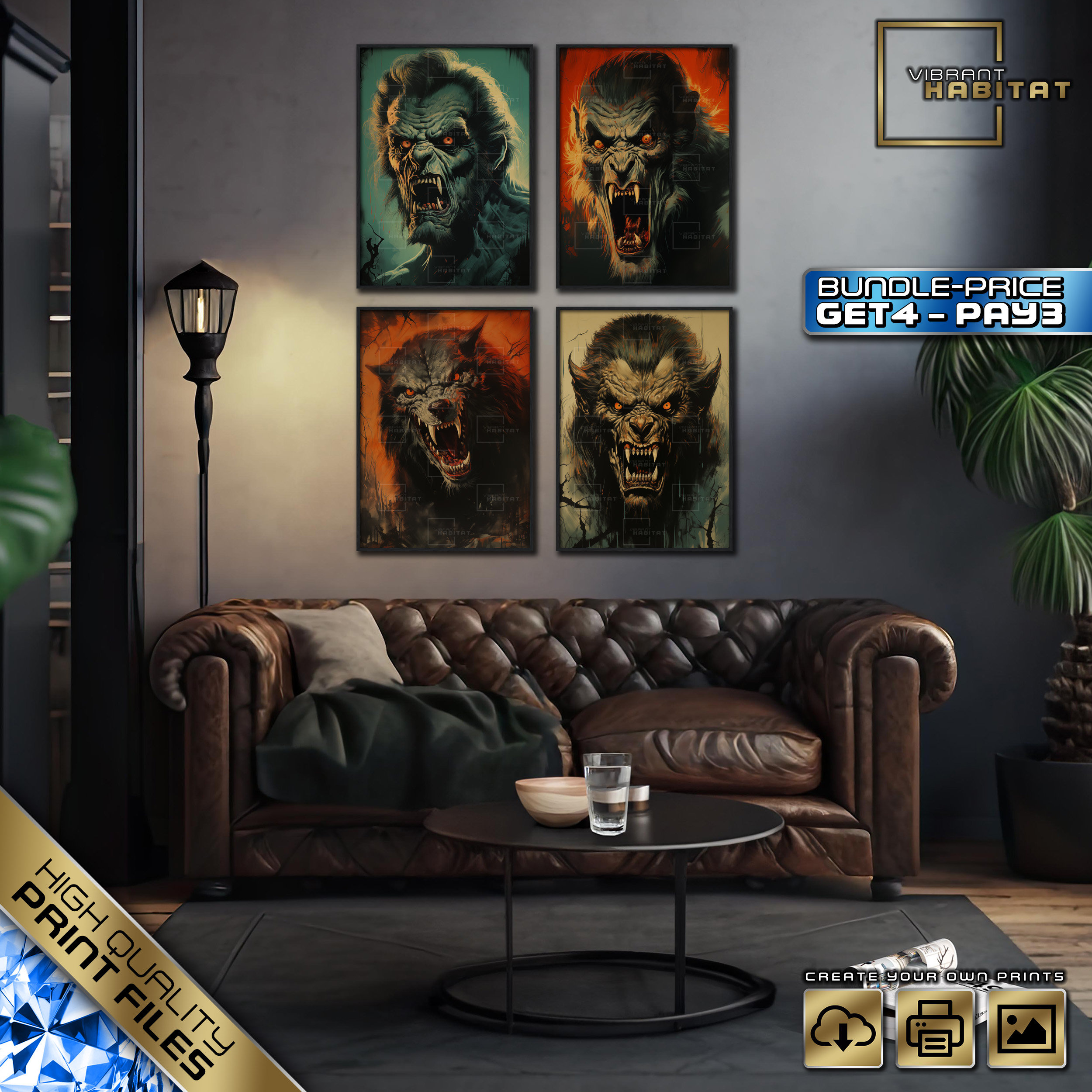 1940s Retro Werewolf Poster BUNDLE, Lycanthrope, Horror Movie Poster ...