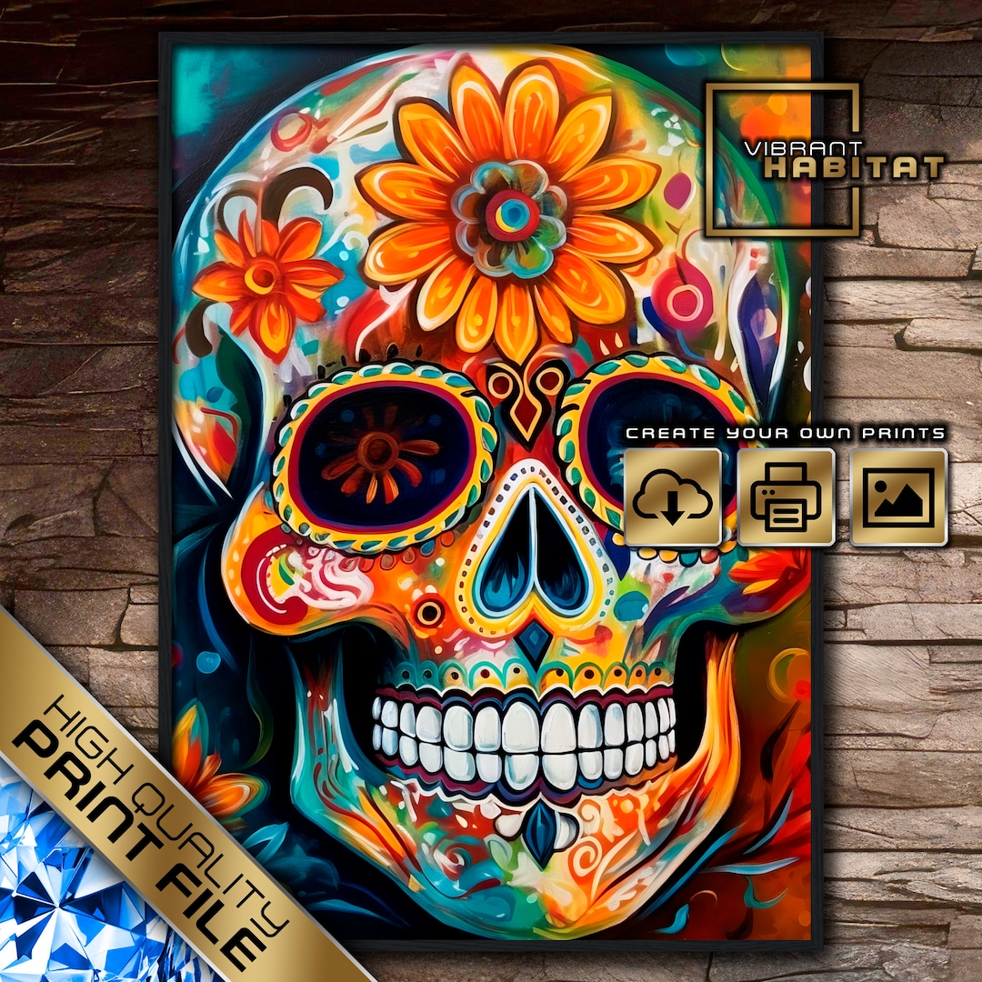 Dia De Los Muertos Poster, Day of the Dead Art, Wall Decor, Woman Sugar ...