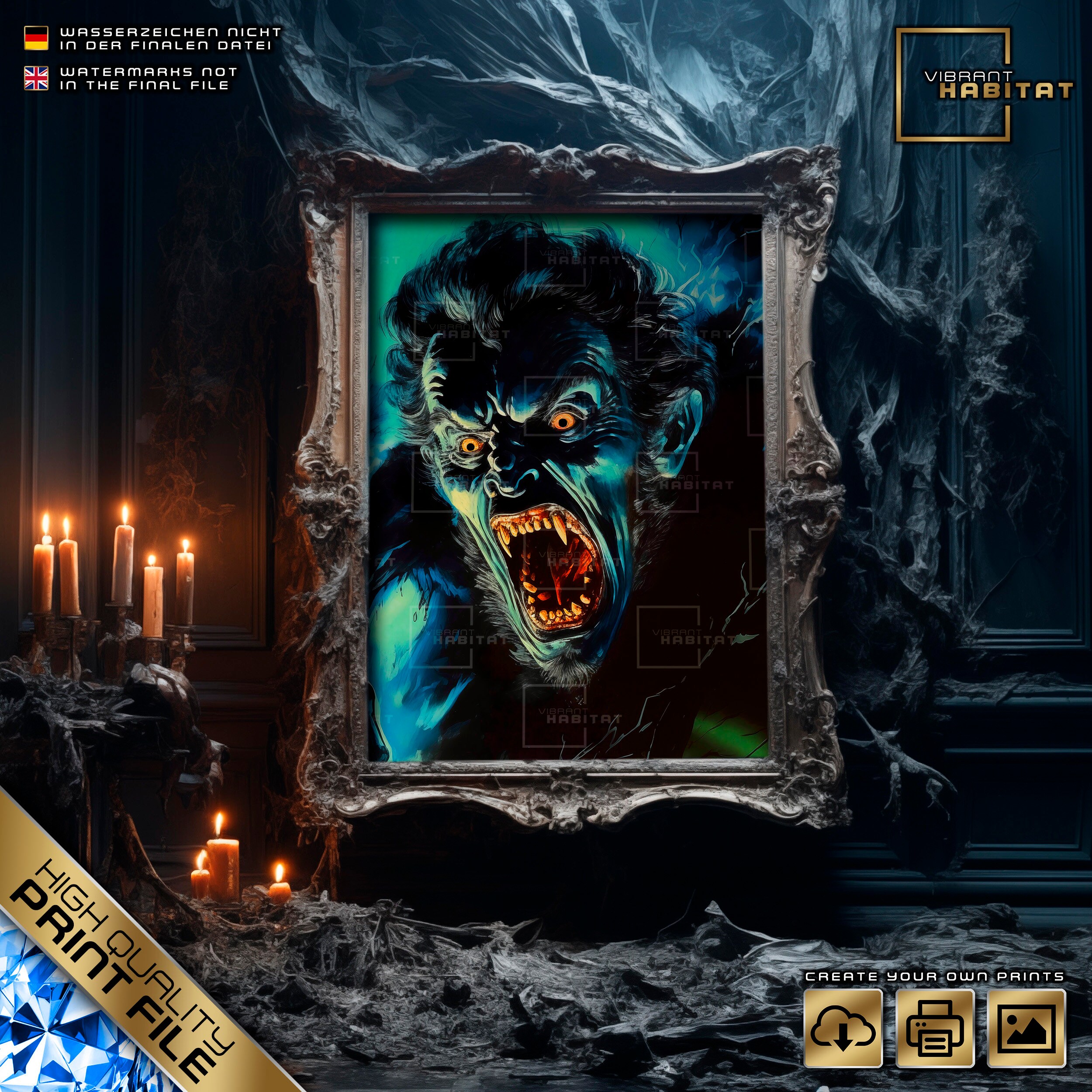 40s Style Werewolf Poster, Horror Movie Poster, Halloween Poster, Old ...