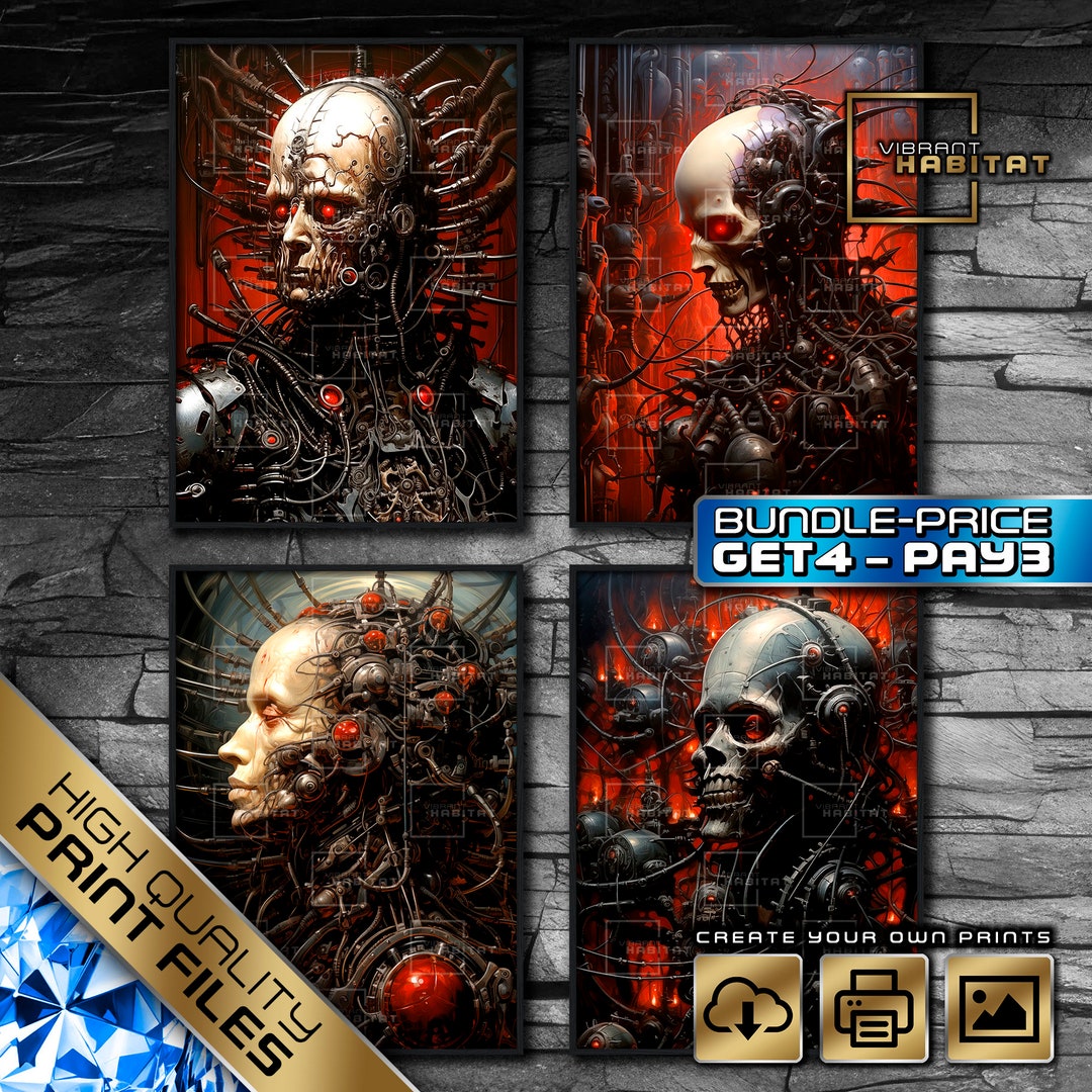 Sci-fi Horror Poster BUNDLE, Biomechanical Art, Gothic Decor ...