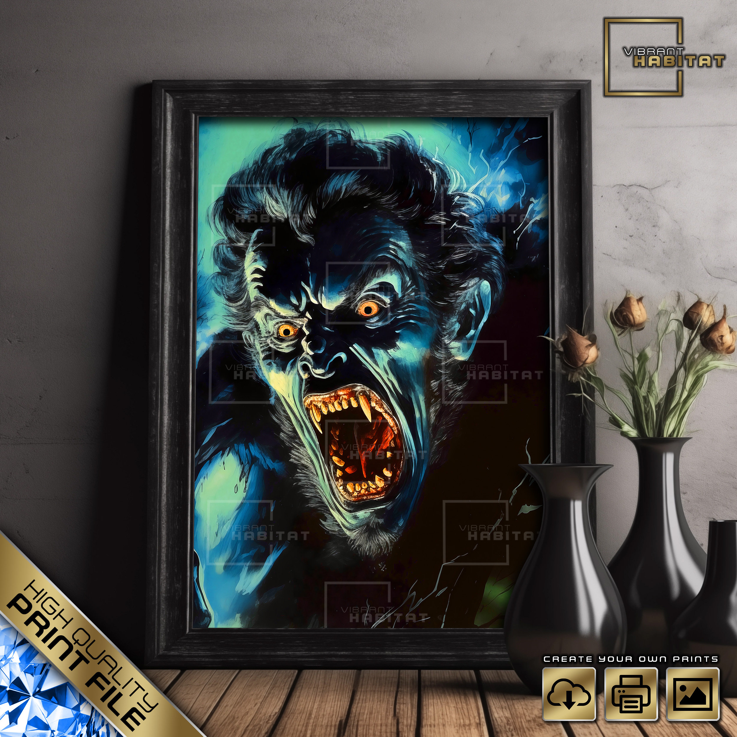 40s Style Werewolf Poster, Horror Movie Poster, Halloween Poster, Old ...