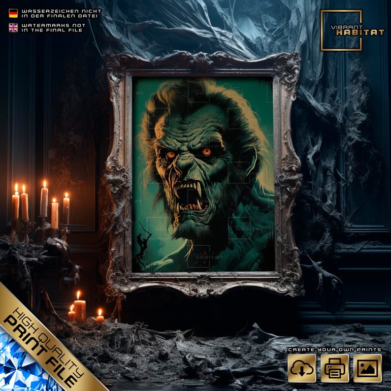 1940s Retro Werewolf Poster, Lycanthrope, Horror Movie Poster, Mythical ...