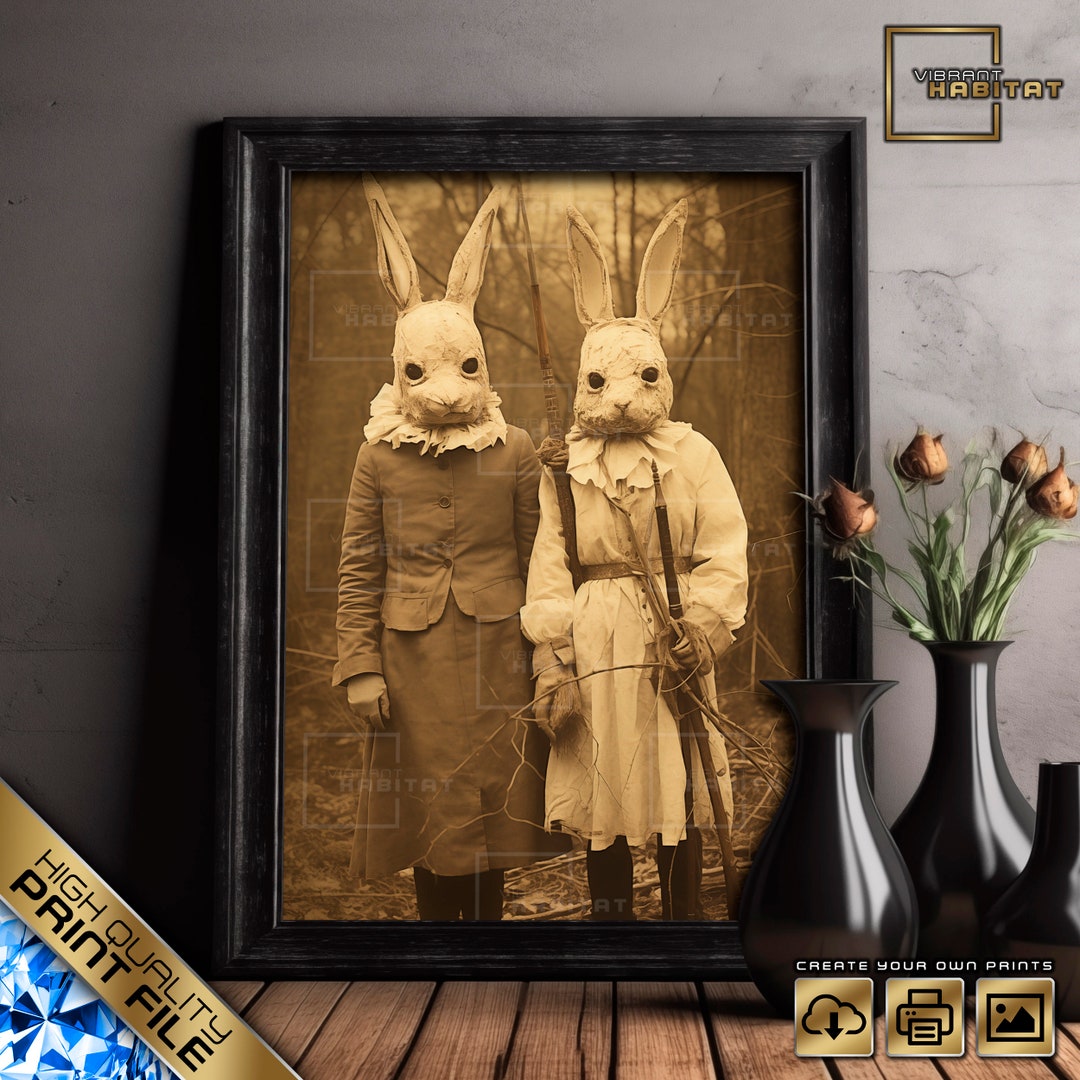 Creepy Bunny Cult Poster, Vintage Photograph, Dark Akademia, Dark ...