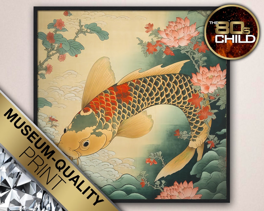 Traditional Japanese Koi Fish Art Prints in Woodblock Style - Etsy