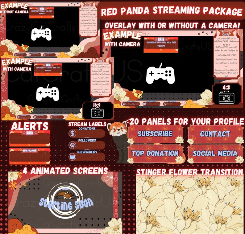 Red Panda Theme Animated Twitch Streaming Package Cozy Red - Etsy